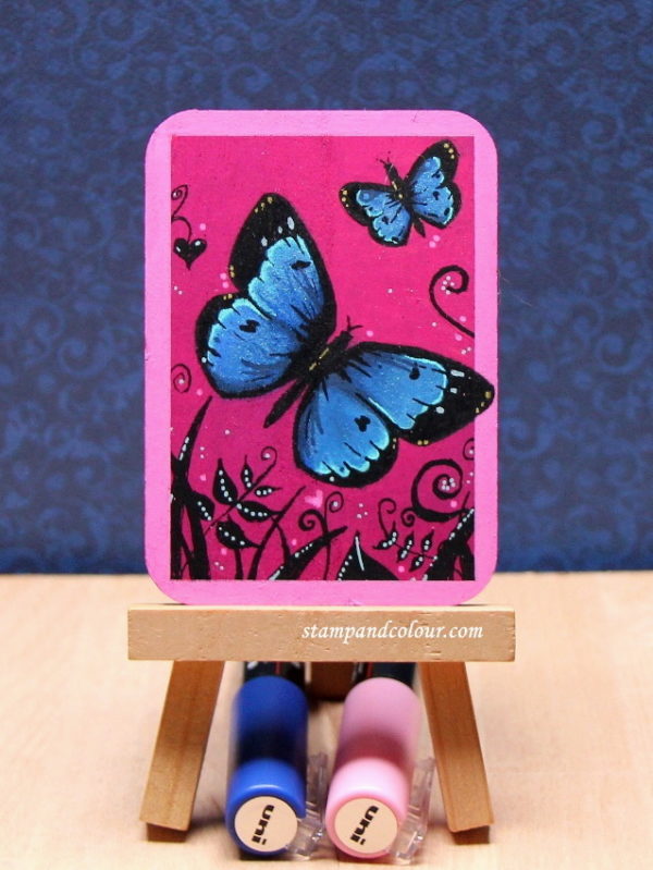 Paperbabe Challenge – A tiny Posca painting – Stamp & Colour